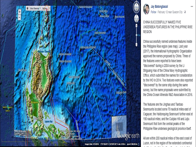 China, may nairehistro nang pangalan sa 5 undersea features ng ...