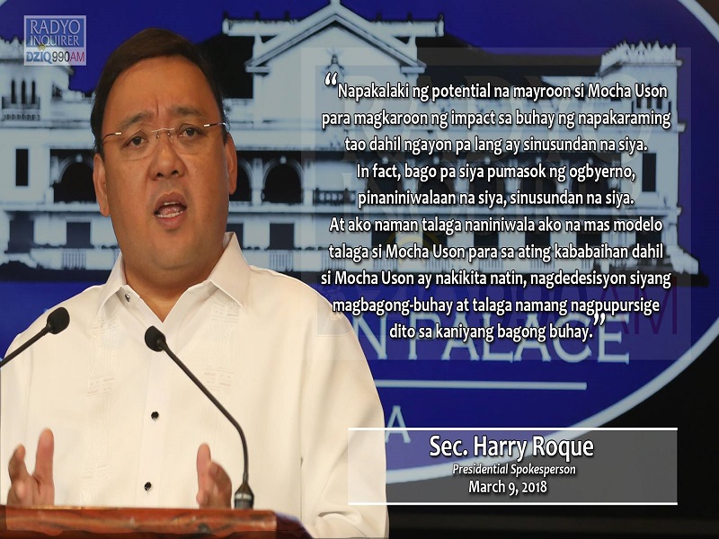 Asec. Mocha Uson modelo sa mga kababaihan ayon kay Sec. Roque | DZIQ ...