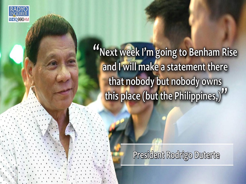 Pangulong Duterte matutungo sa Philippine Rise sa susunod na linggo ...