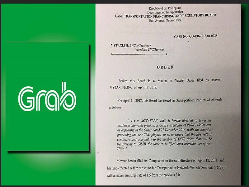 2x na surge price ng Grab, ibinalik ng LTFRB | DZIQ Radyo Inquirer 990AM