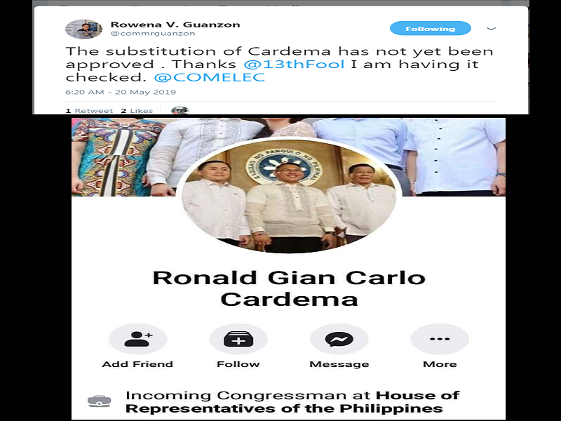 Substitution ni NYC Chair Ronald Cardema bilang sa Duterte Youth party ...