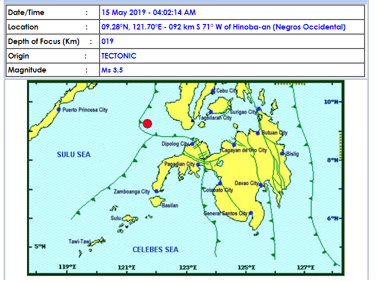 Hinoba-an, Negros Occidental niyanig ng magnitude 3.5 na lindol | DZIQ ...