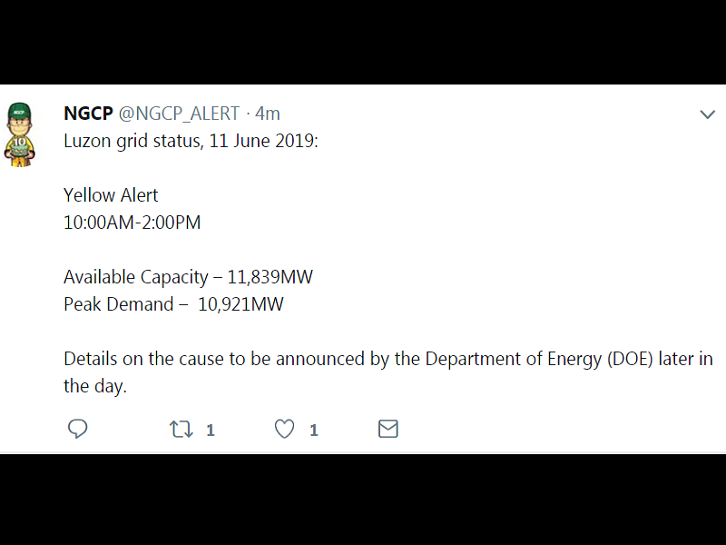Luzon grid muling isinailalim sa yellow alert | DZIQ Radyo Inquirer 990AM