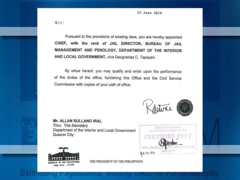 Bagong BJMP chief itinalaga ni Pangulong Duterte | DZIQ Radyo Inquirer ...