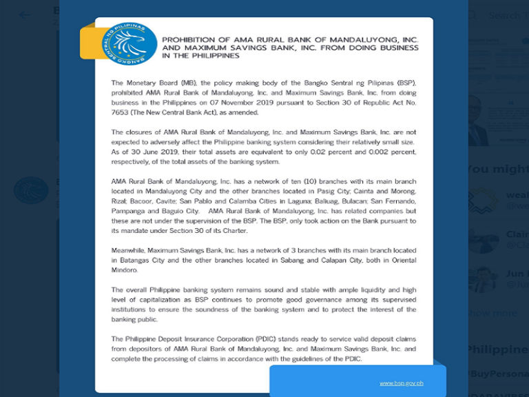 Dalawang maliit na bangko ipinasara ng BSP | DZIQ Radyo Inquirer 990AM
