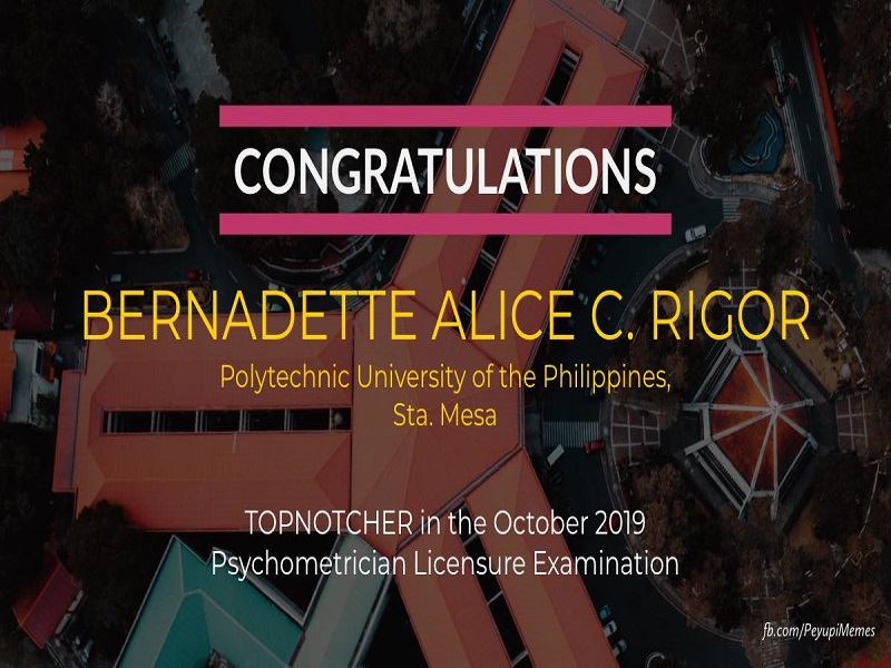 PUP graduate nanguna sa 2019 Psychometrician Licensure Exam | DZIQ ...