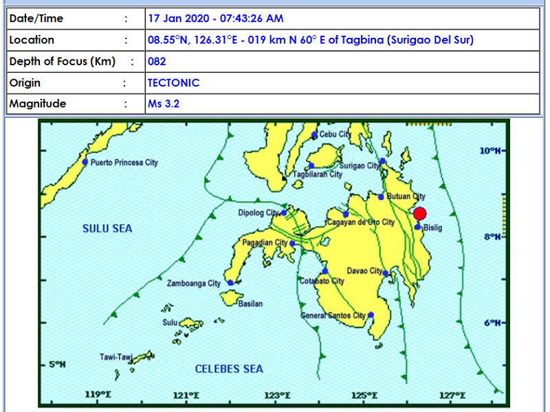 Tagbina, Surigao Del Sur niyanig ng magnitude 3.2 na lindol | DZIQ ...