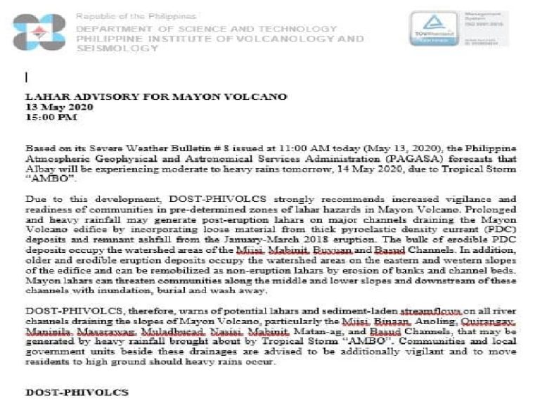 Lahar advisory sa Bulkang Mayon, inilabas ng Phivolcs | DZIQ Radyo Inquirer 990AM