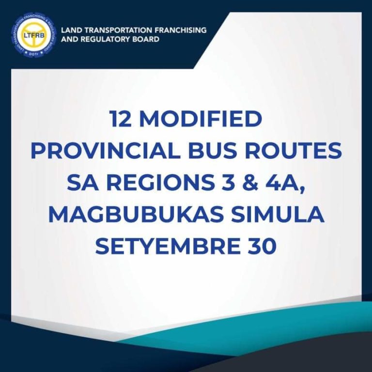 12 provincial bus routes sa Regions 3 at 4A, bukas na sa Sept. 30 ...