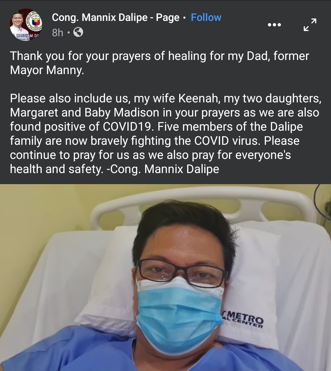 Zamboanga Rep. Mannix Dalipe, 4 pang miyembro ng pamilya nagpositibo sa COVID-19 | DZIQ Radyo ...