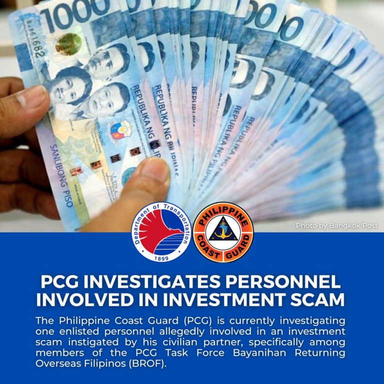 Miyembro ng Philippine Coast Guard na sangkot sa investment scam ...