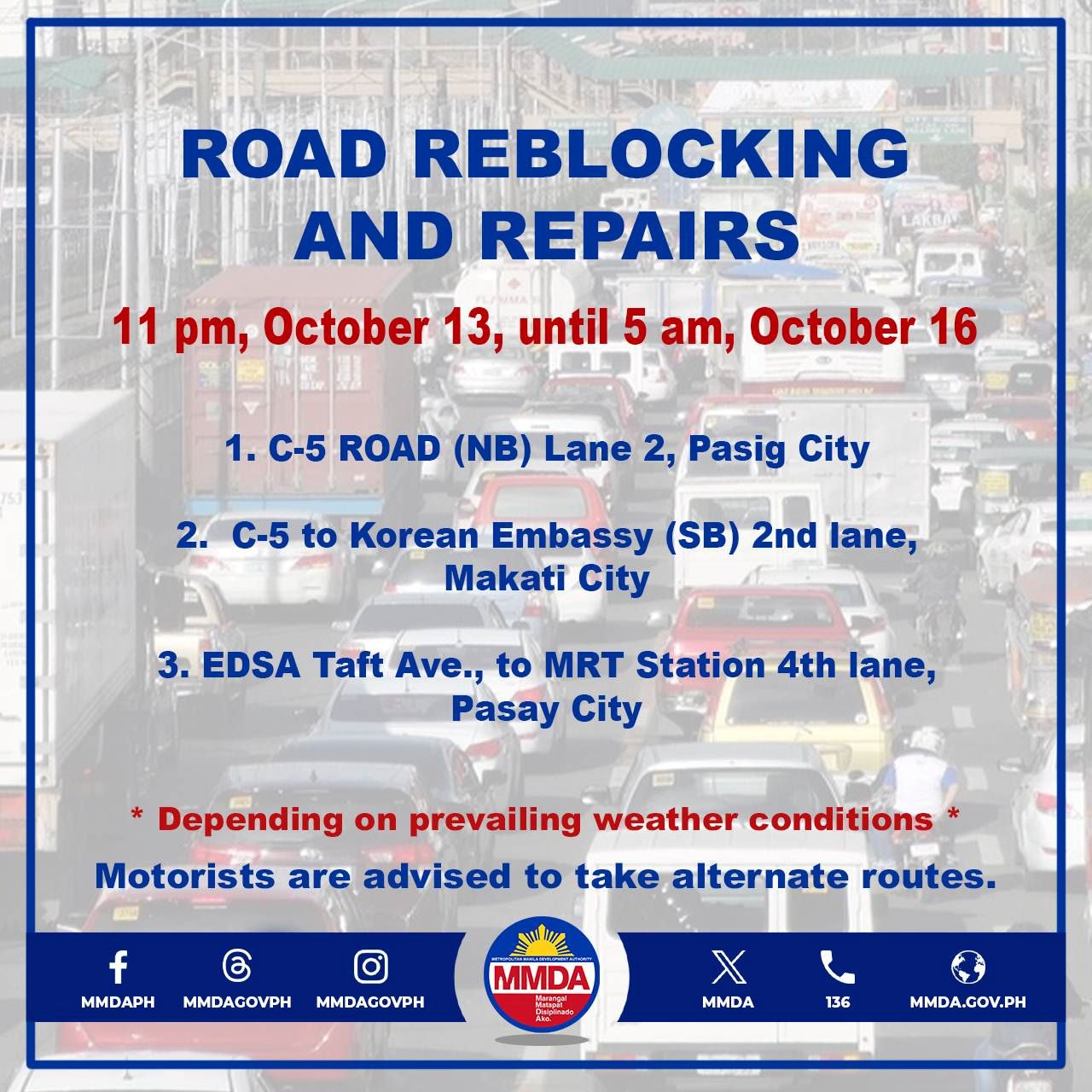 Road reblocking at repair ikakasa sa ilang kalsada sa Metro Manila ...