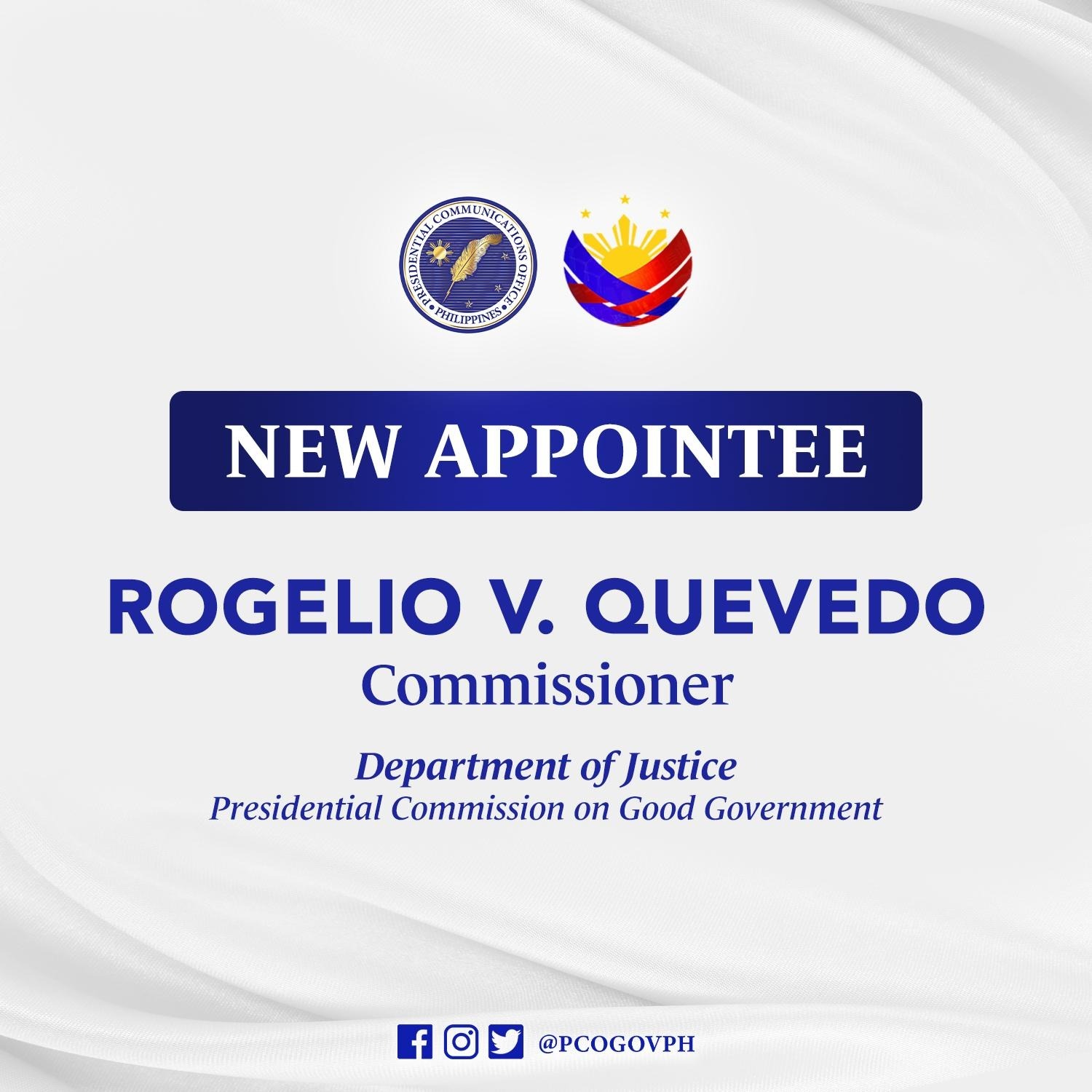 Pangulong Marcos Jr., itinalaga sa PCGG si Rogelio Quevedo | DZIQ Radyo Inquirer 990AM