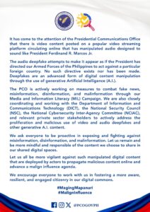 Audio ng "attack order" ni PBBM, "deepfake" - Palasyo | DZIQ Radyo Inquirer 990AM