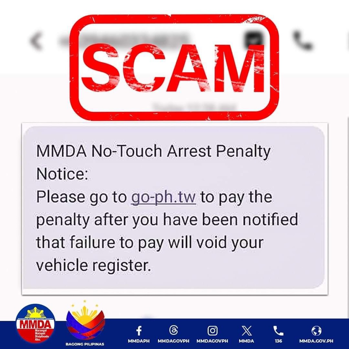 Scam ang ‘No Touch Arrest policy’ na text message – MMDA | DZIQ Radyo ...